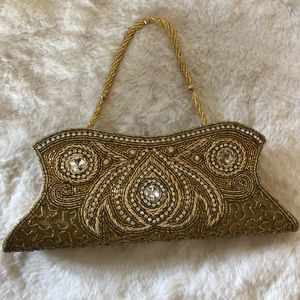 Bags | Gold Beaded Handbag | Poshmark